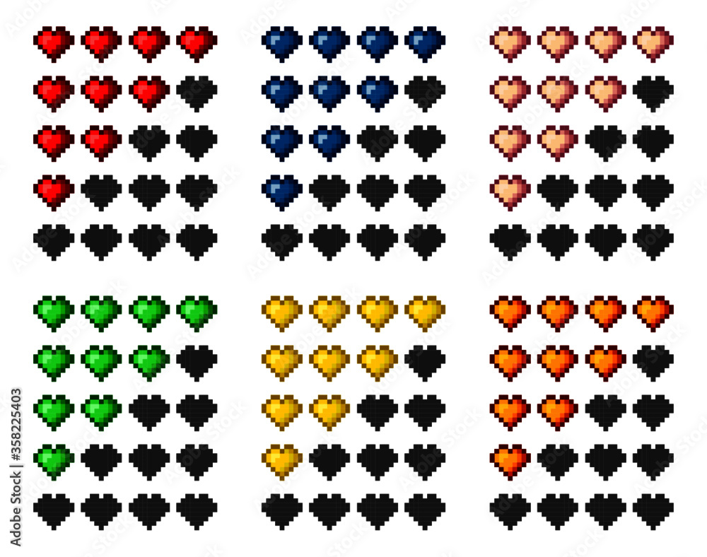 Health Bar Pixel Art Vector Game assets เวกเตอร์สต็อก | Adobe Stock