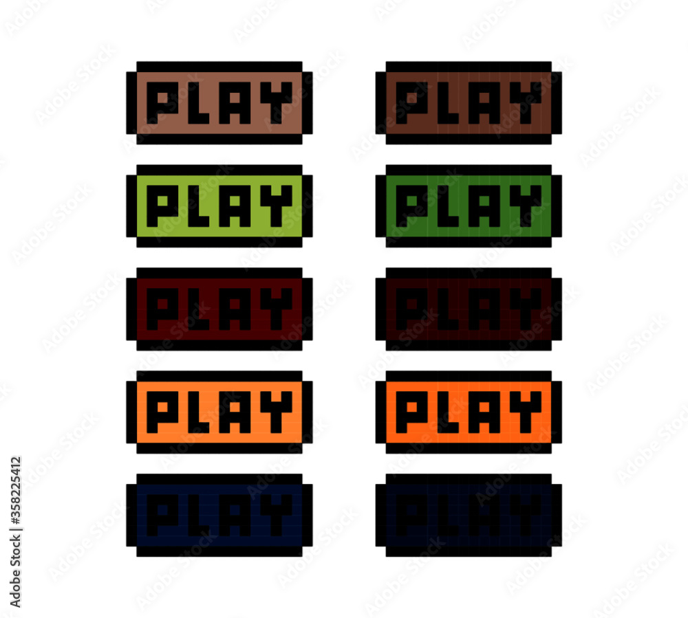 Play Button Animation Frame Vector Pixel Art Stock Vector | Adobe Stock