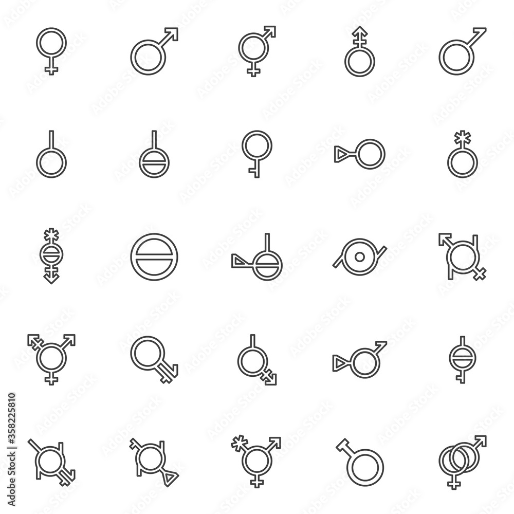 Vektorová Grafika „gender Line Icons Set Linear Style Symbols