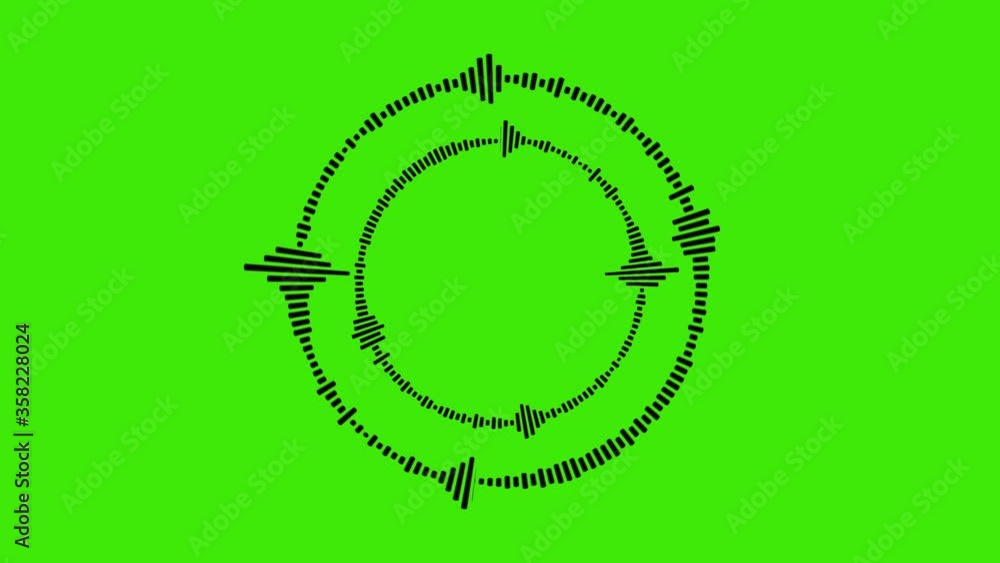 Sound wave isolated on green screen background. black color digital ...