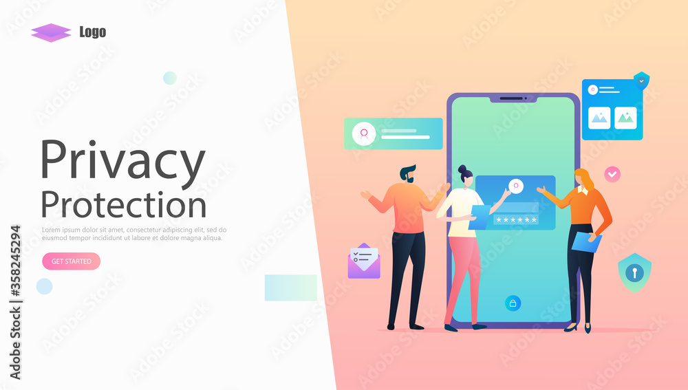 Mobile Data Protection Vector Illustration Concept, Suitable for web ...