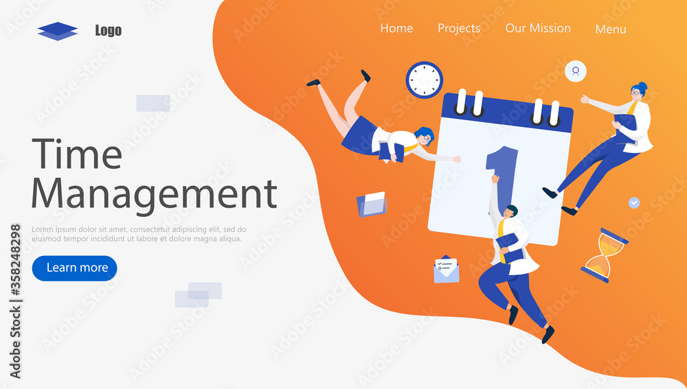 Time Management Vector Illustration Concept, Suitable for web landing ...