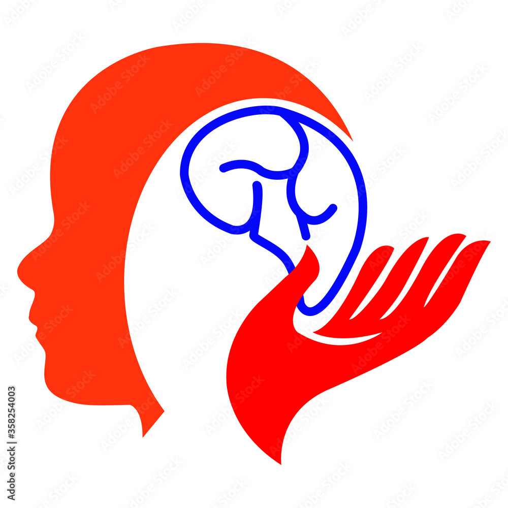 Vector isolated illustration of Cerebrum in man head. Human brain ...