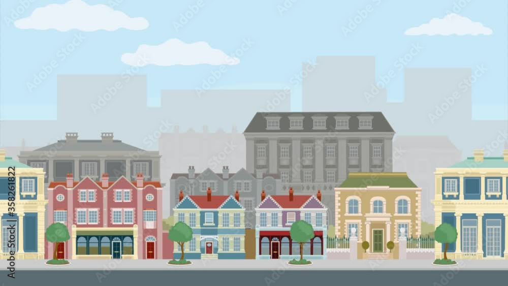 A seamlessly parallax scrolling looping background animation of a ...