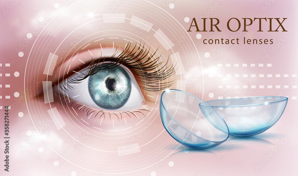 The human eye. Contact lenses. Ophthalmology. Product Advertising ...