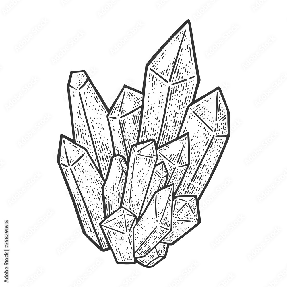 Crystal sketch engraving vector illustration. T-shirt apparel print ...
