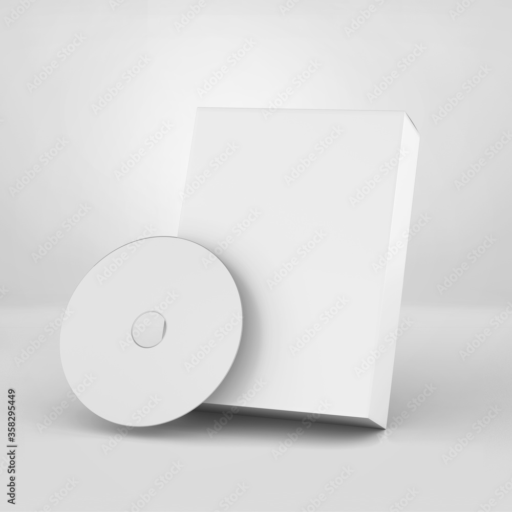 Blank white software box Mockup with disk, medium size Cardboard ...