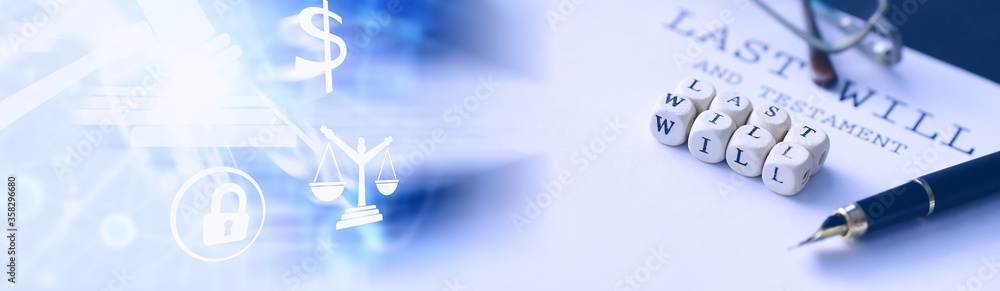 Legal concept. The procedure for writing the last will. Papers with ...