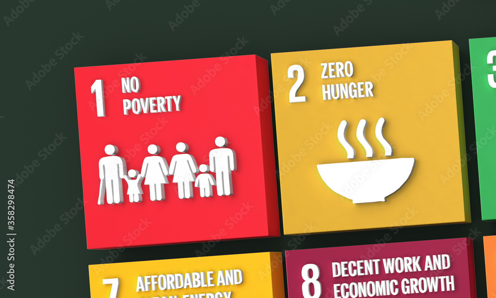 Sustainable Development Goals - the United Nations. SDG. 3D Rendered ...