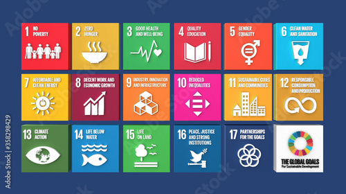 Naklejka Sustainable Development Goals - the United Nations. SDG. 3D ...