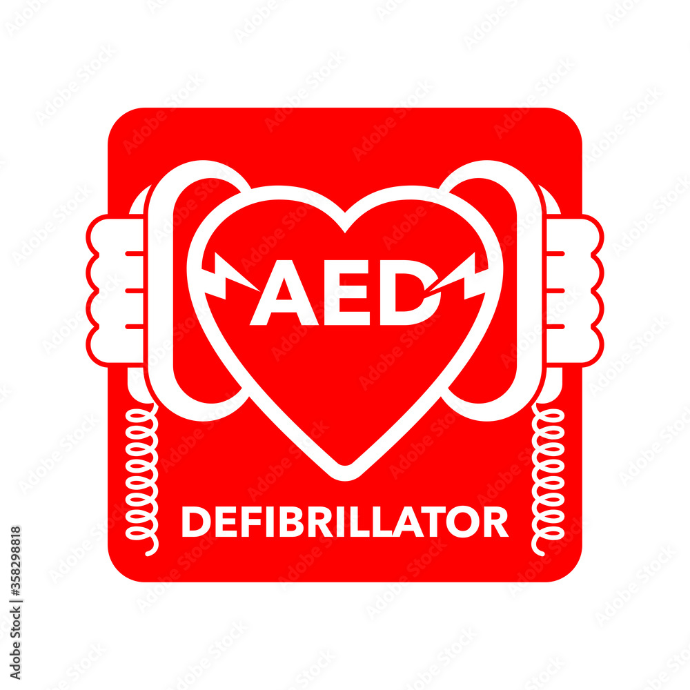 AED icon - Automated external defibrillator sign - isolated vector ...