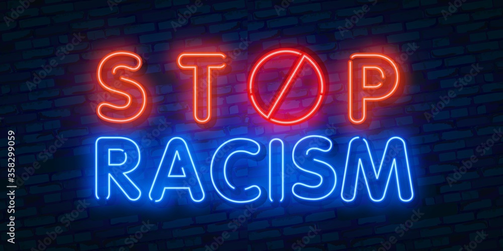 Black lives matter neon signboard. End Racism banner for social media ...