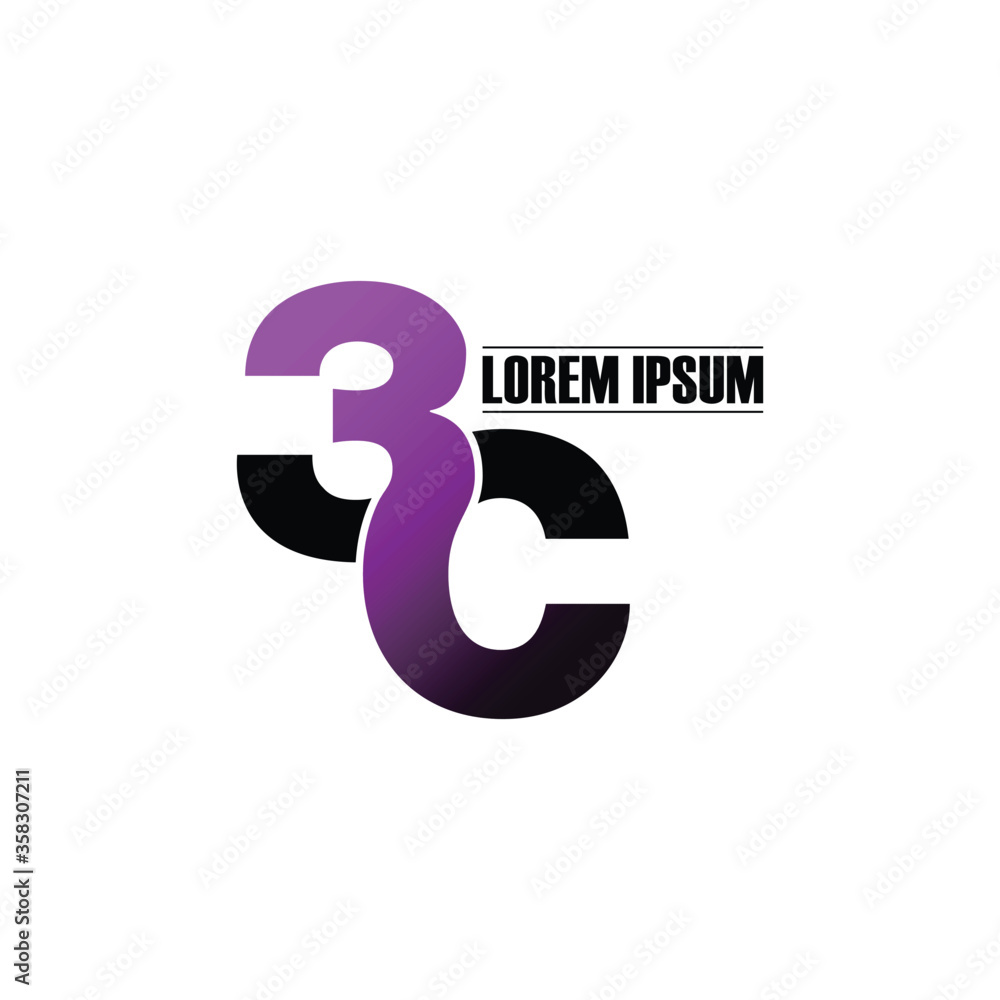 Letter 3C logo design vector. monogram logo vector illustration. Stock ...