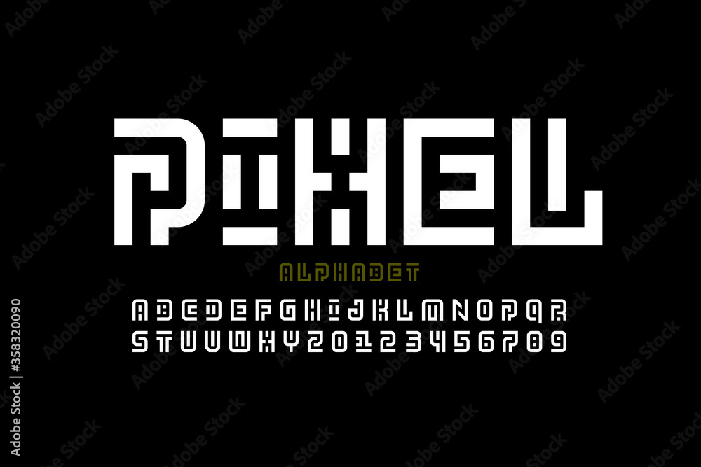 Pixel art style font design, alphabet letters and numbers Stock Vector ...