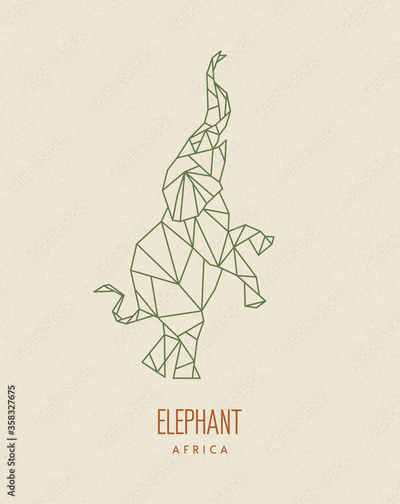Polygon elephant silhouette. Low poly animal. Abstract geometric logo ...