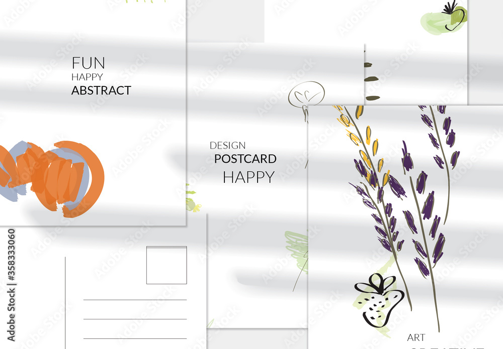 Hand Drawn Grass and Strawberry Vertical Postcard Layout Stock Template ...