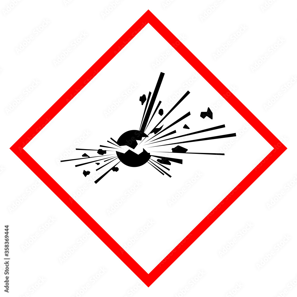 Warning exploding bomb vector sign isolated on white background Stock ...