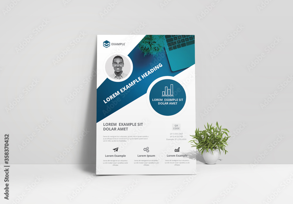 Dark to Light Blue Gradient Flyer Layout Stock Template | Adobe Stock