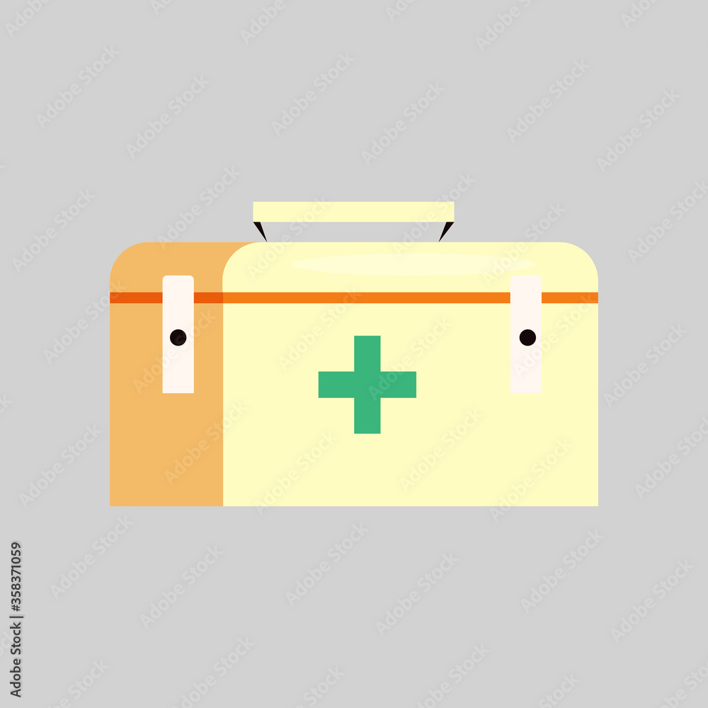 First aid kit. Box, ambulance, emergency. Camping concept. illustration ...