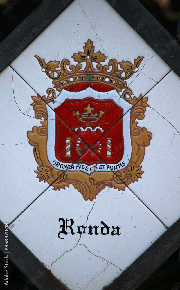 Escudo de armas de la ciudad de Ronda, ciudad de la provincia de Málaga ...