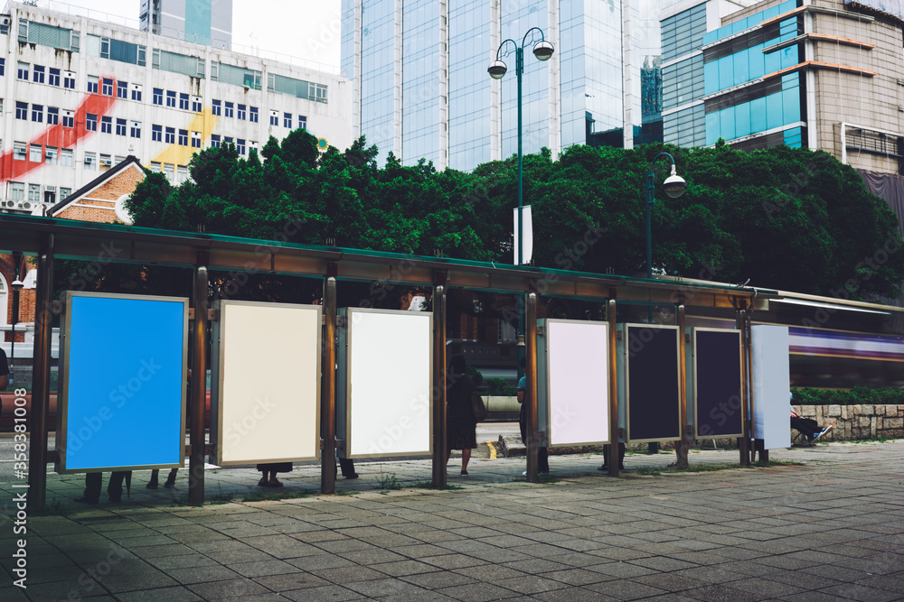 Bus station billboards with blank copy space posters for advertising ...