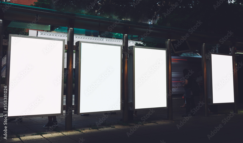Bus station billboards with blank copy space posters for advertising ...