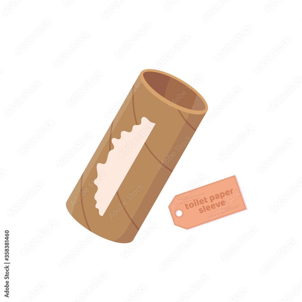 Empty toilet paper tube, roll. Toilet paper run out. Vector cartoon ...