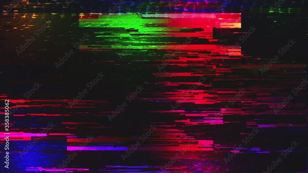 Glitchy digital color noise animation with realistic flicker. TV screen ...