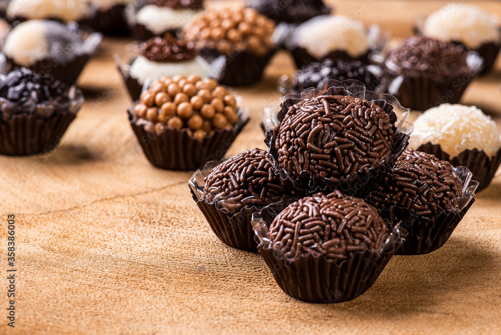 Brigadeiro. Typical Brazilian sweet. Many types of brigadiers together ...
