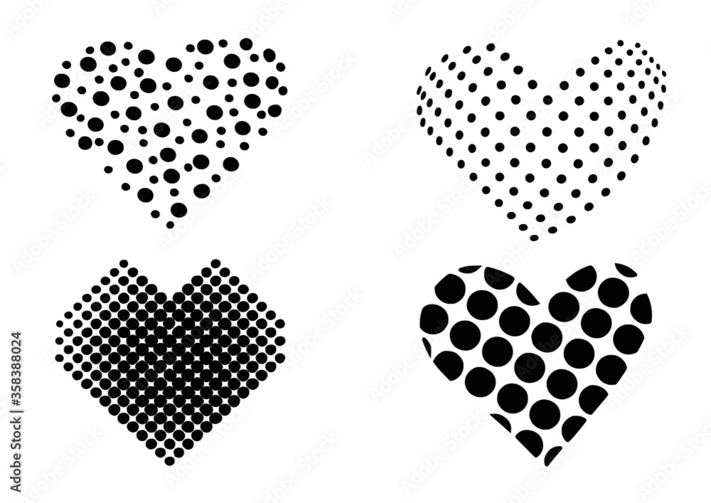 Variedad de corazones formados por puntos de relleno. Stock Vector ...