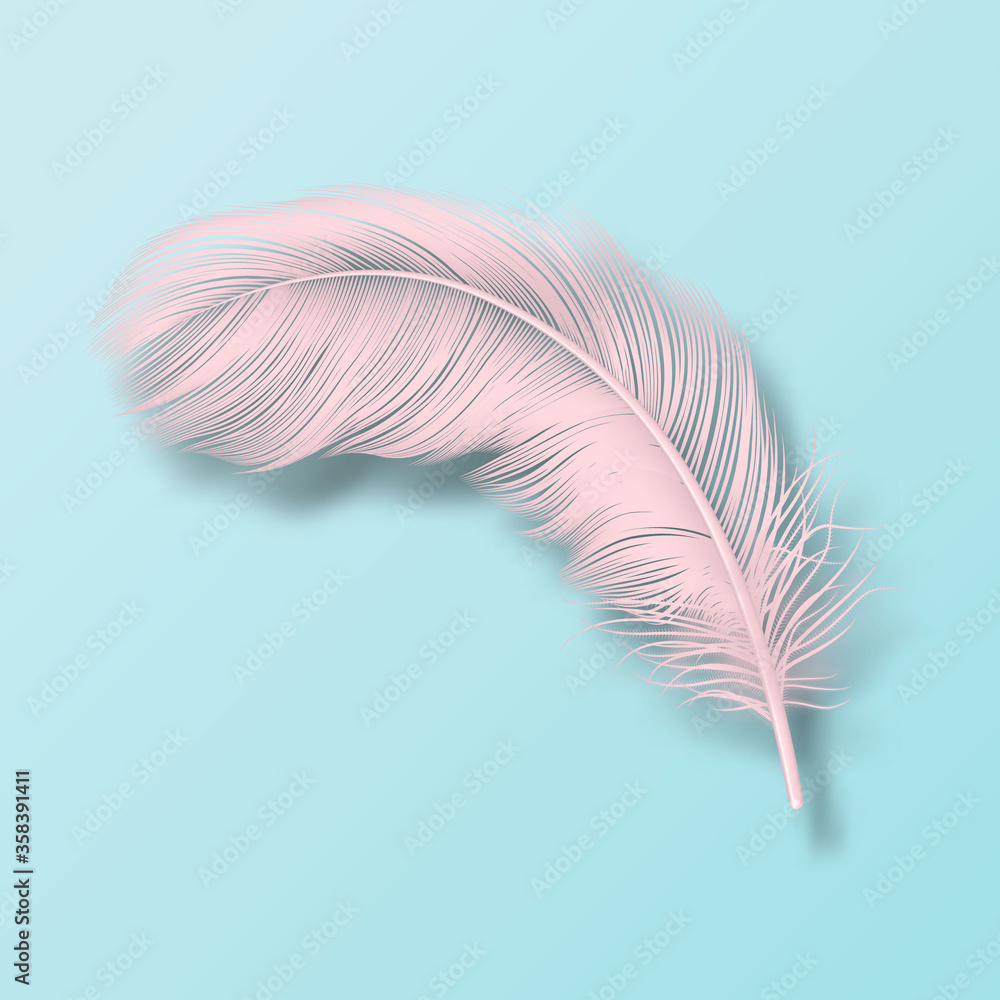 Vector 3d Realistic Falling Pink Fluffy Twirled Flamingo Feather Icon ...