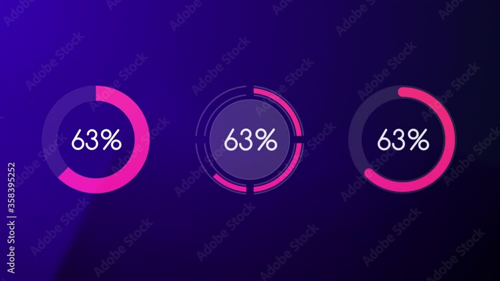 Set of three radial or circular Progress Bars. Pink colored template ...