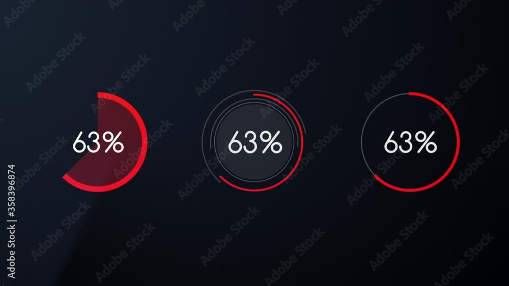 Set of three radial or circular Progress Bars. Red colored template ...