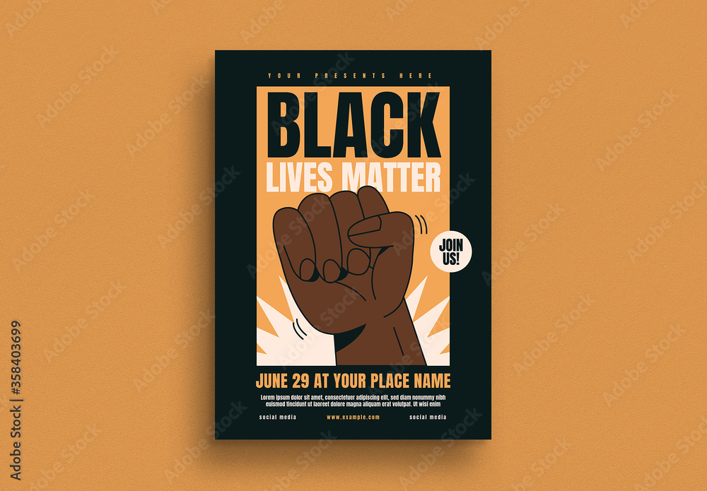 Black Lives Matter Campaign Flyer Layout Stock Template | Adobe Stock