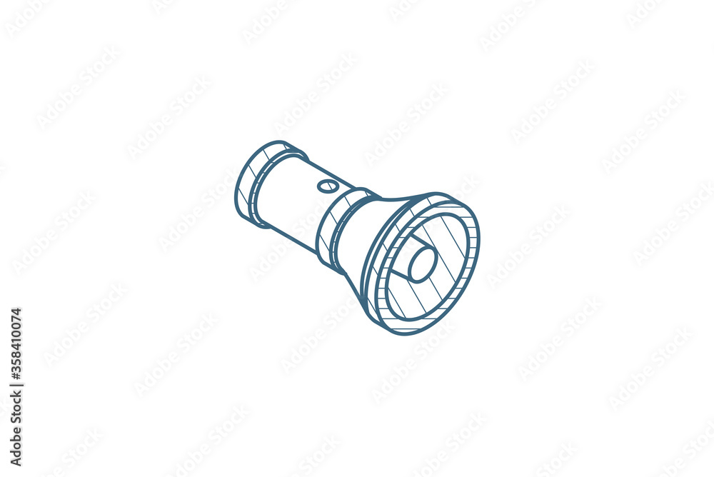 flashlight Isometric icon. 3d line art technical drawing. Editable ...