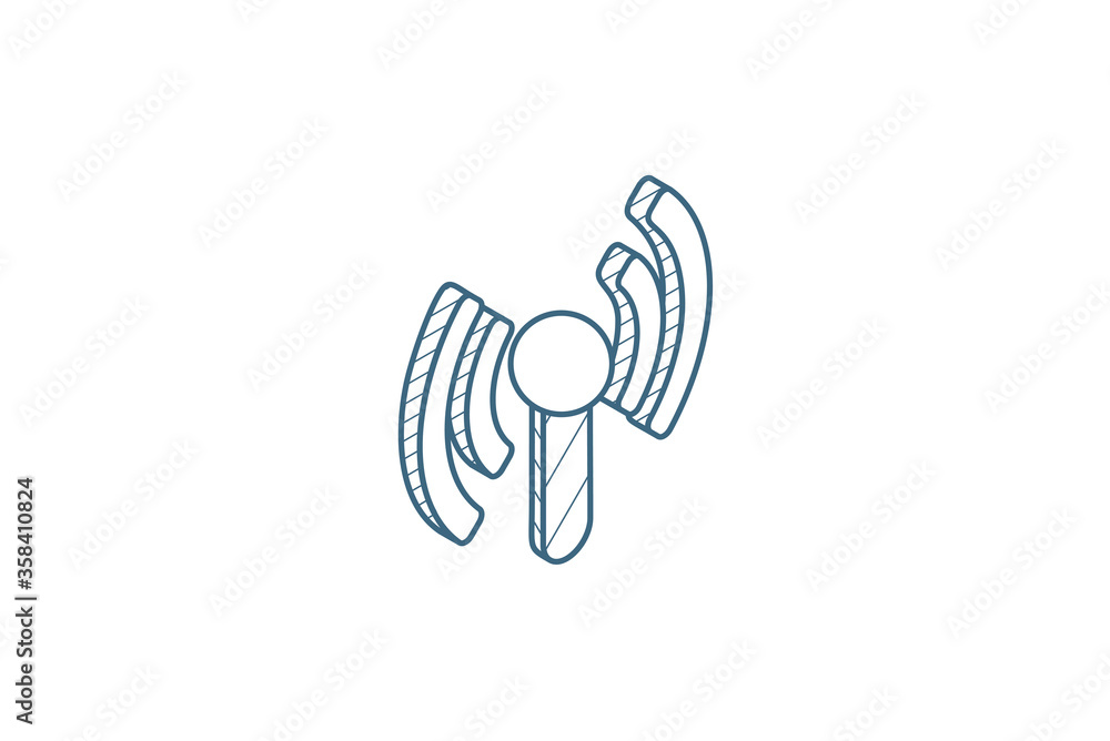access point, wi-fi signal, antenna isometric icon. 3d line art ...