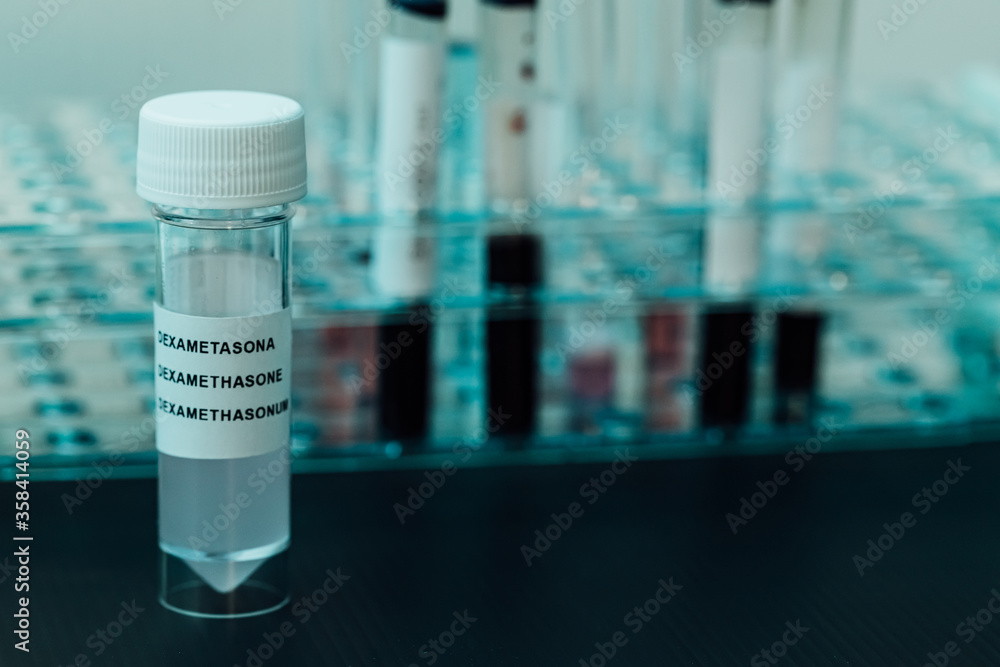 Laboratory tube with Dexamethasone inside, (covid-19 coronavirus cure ...