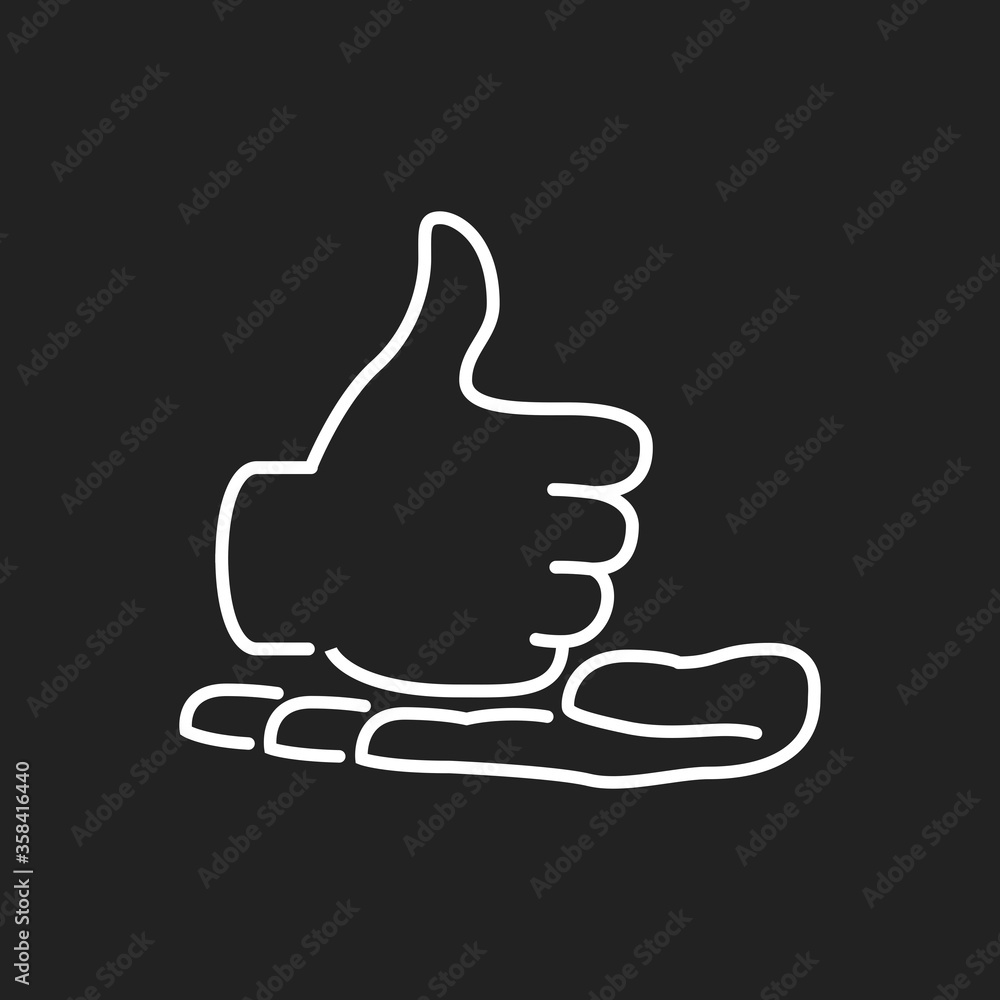 Thumbs Up Icon, Thumbs Up On Palm of Hand Gesture Icon Vector ...