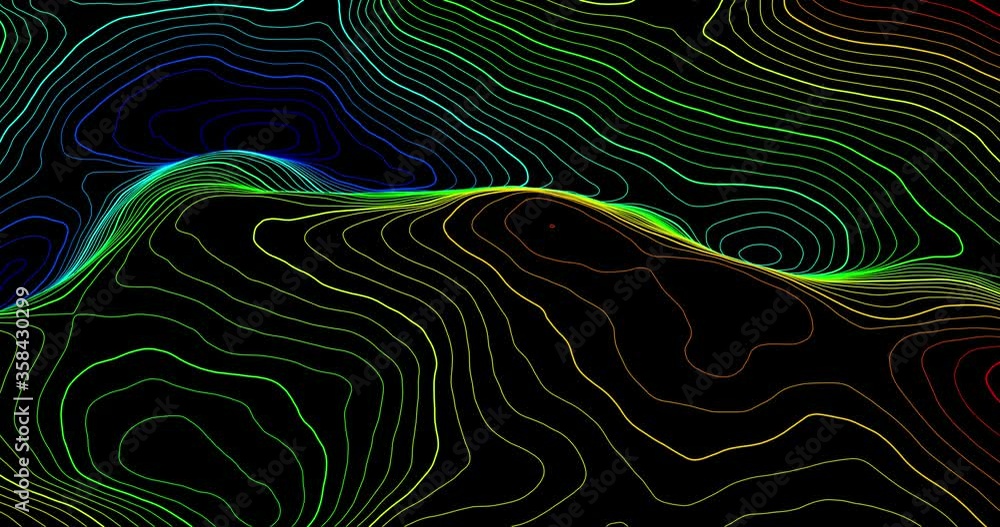Looping topographic visualization of valley: gradient tinted contour ...