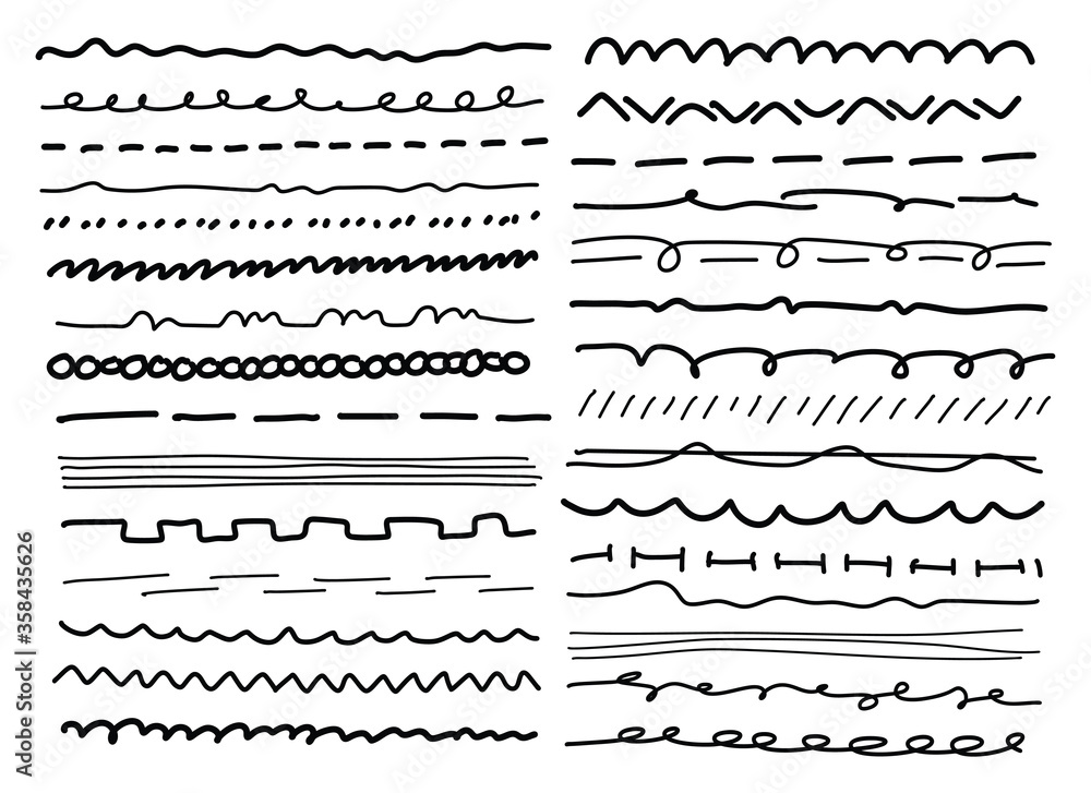 Set of Line Doodles, Scribble, Underlines Stock Vector | Adobe Stock