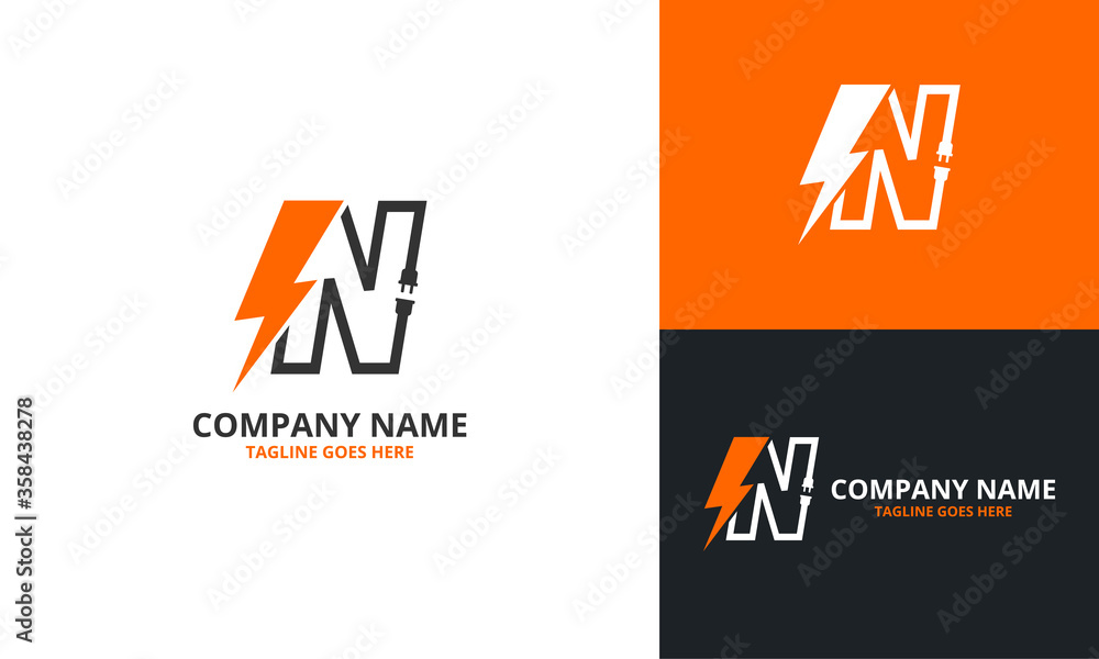 Flash N Letter Logo Icon Template. Illustration vector graphic. Design ...