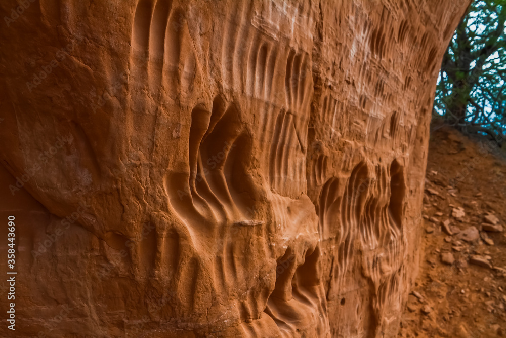 Hand Prints Pressed Into The Soft Sandstone By Early Native Americans ...
