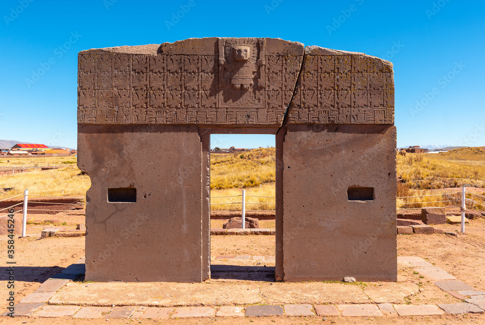 Sun Gate monolith with bas relief decorations of the Creator God ...
