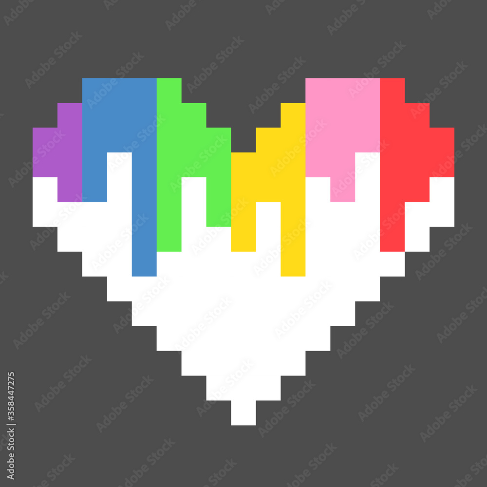 Pattern Heart Pixel Rainbow Love Image Vector Illustration Of Pixel Art Stock Vector Adobe Stock