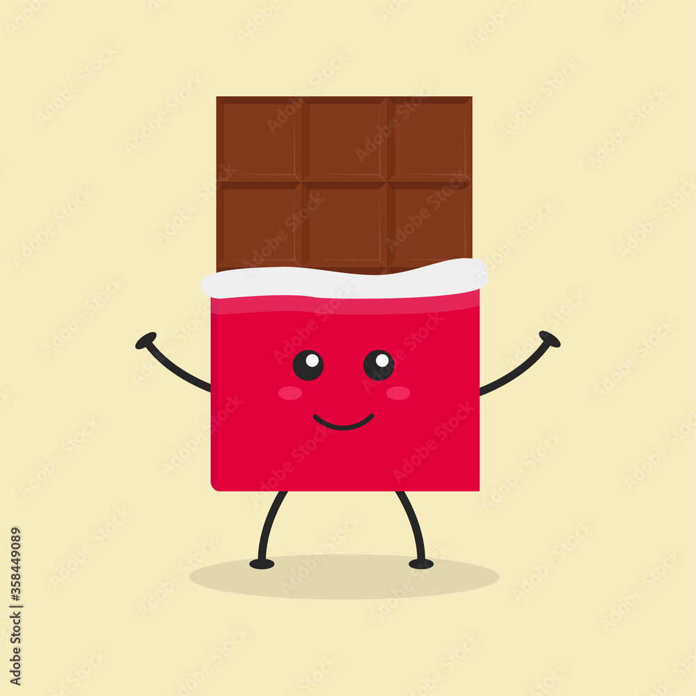Cute Flat Cartoon Chocolate Bar Illustration. Vector illustration of ...