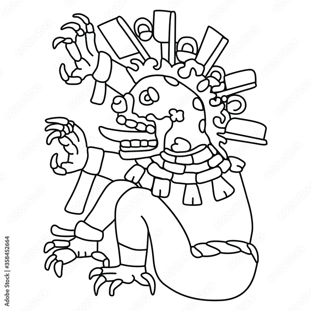 Aztec demon. Native American mythology. Pre Columbian Indian art of ...