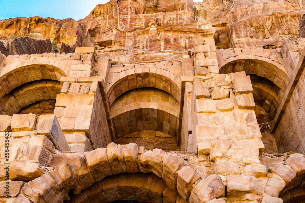 It's Ancient rock cut architecture in Petra (Rose City), Jordan. The ...