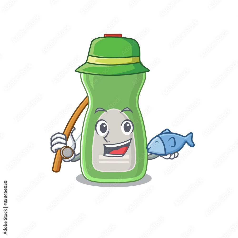 Cartoon design style of dishwashing liquid ready goes to fishing Stock ...