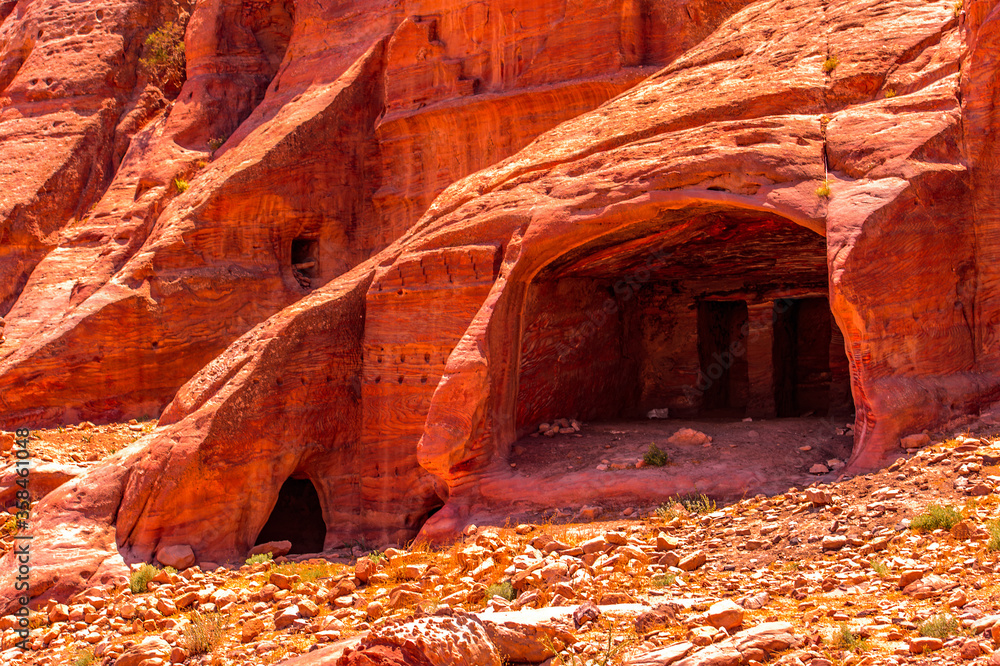 Ancient rock cut architecture of Petra, Jordan. Petra is one the New ...