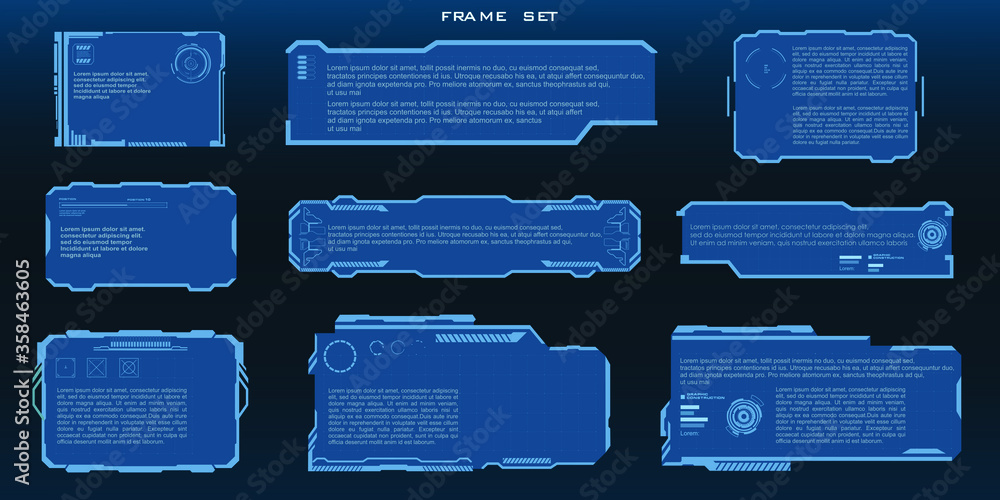 Set of user interface elements in the style of HUD, GUI, UI. Vector ...